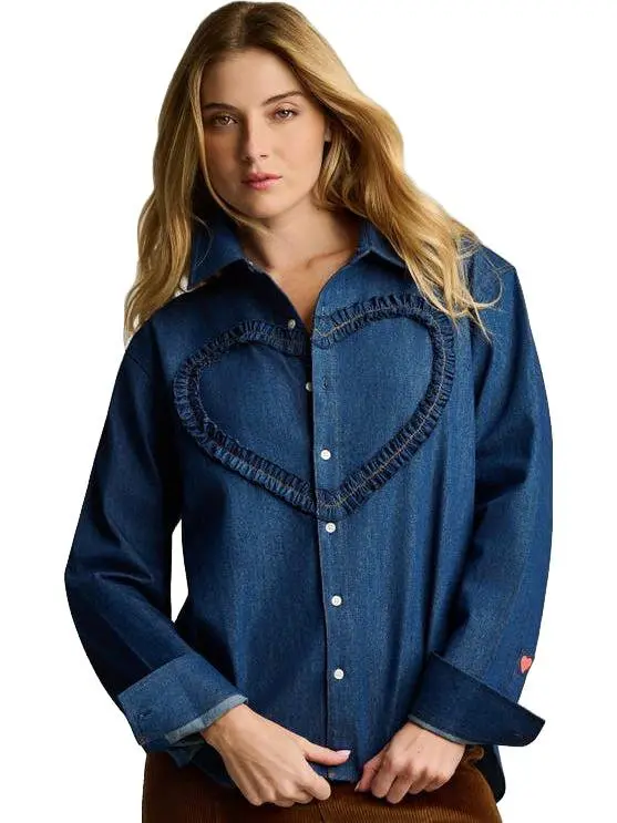 Lisa Todd Ruffled Heart Shirt - Denim