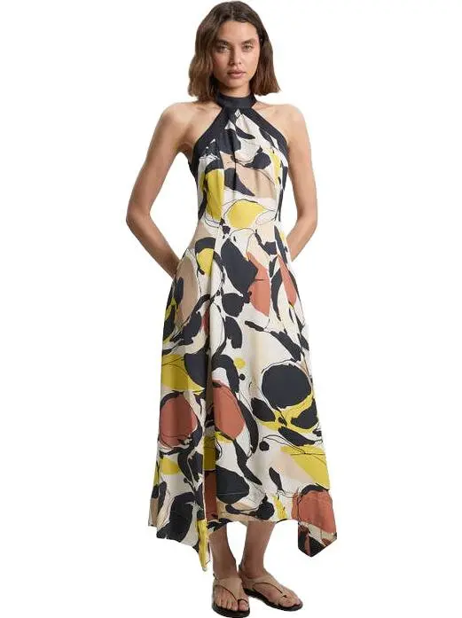 Karen Millen Abstract Print Halterneck Maxi Dress - Multi