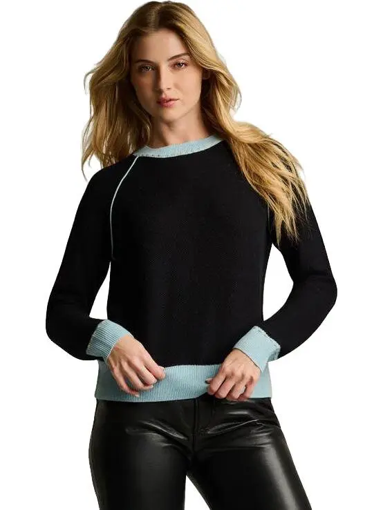 Lisa Todd Stitchin' Cotton Cashmere Crew Neck Sweater - Black
