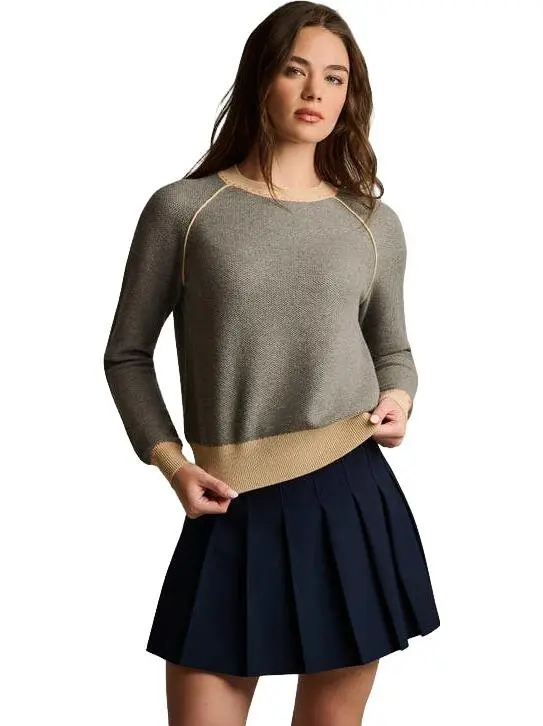 Lisa Todd Stitchin' Cotton Cashmere Crew Neck Sweater - Grey Shadow