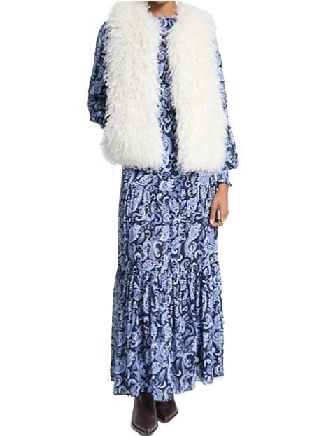 Michael Kors Faux Shearling Vest - Bone