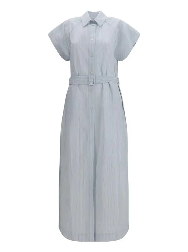 Jacob Cohen Belted Pinstripe Shirt Dress - Light Blue