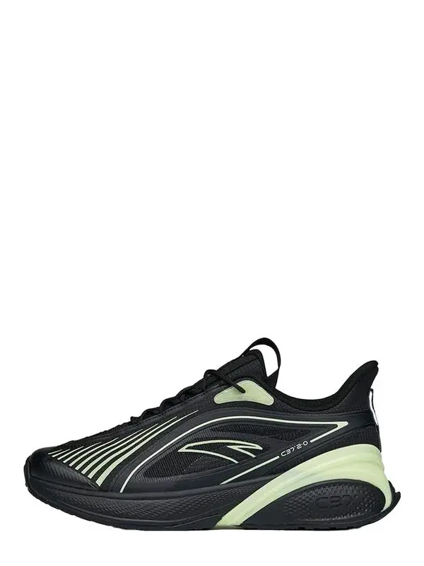 ANTA C37 2.0 Lace-up Athletic Sneakers - Black/lime Green