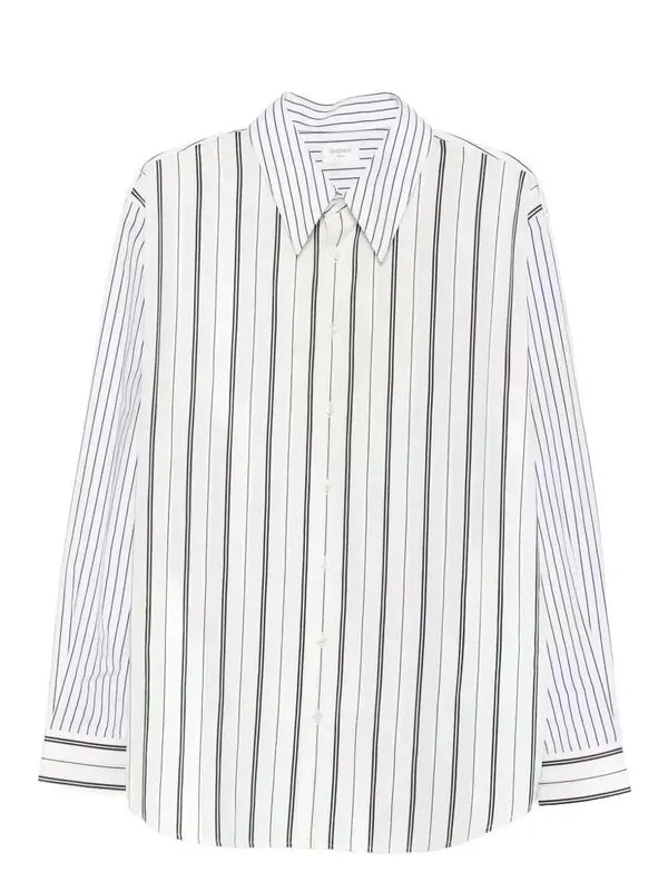 Saint Laurent Vertical-stripe Long-sleeve Shirt - White