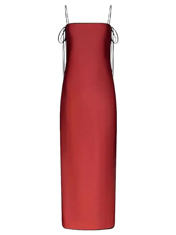 TEMILY Satin Tie-fastening Maxi Dress - Red
