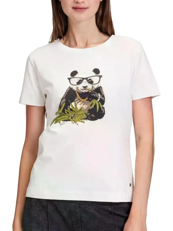 BETTY & CO Panda Print Crew Neck T-shirt - White