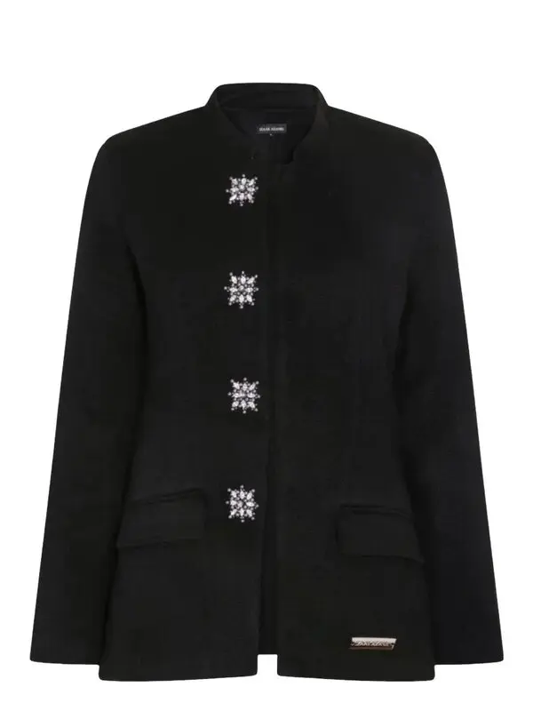 IZAAK AZANEI Embellished Button Long Sleeve Jacket - Black