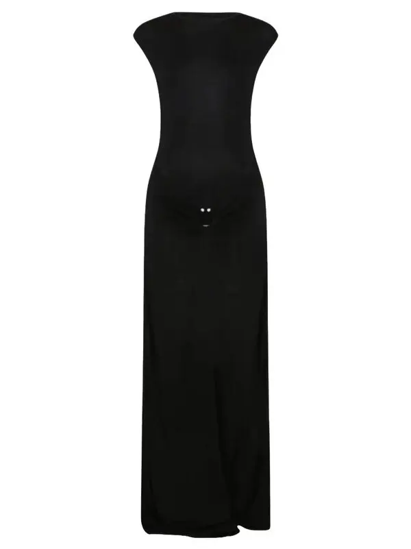 IZAAK AZANEI Ring Detail Boat-neck Maxi Dress - Black