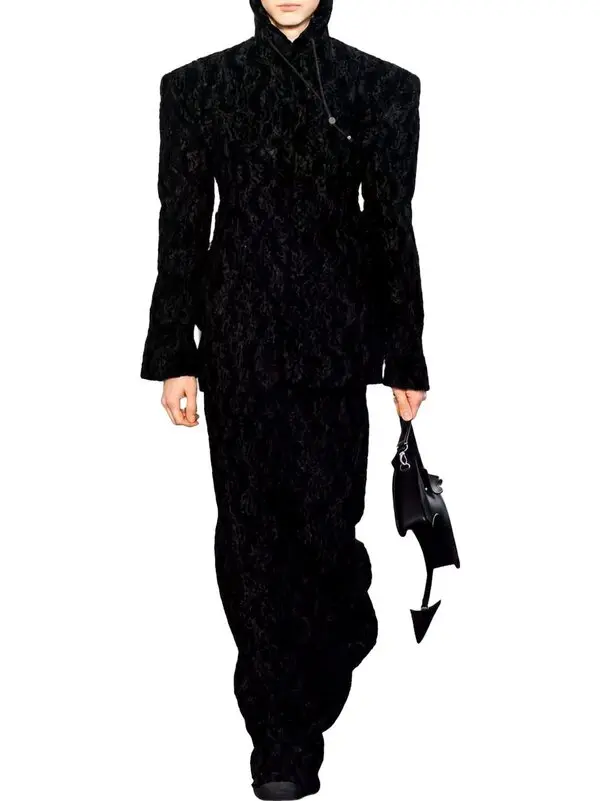 MAITRE PIERRE Textured Straight-leg Trousers - Black