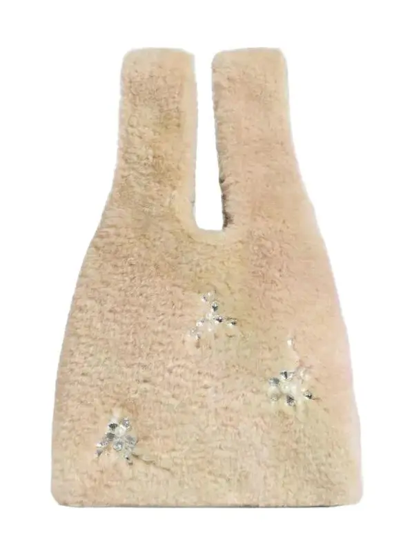 Simone Rocha Embellished Faux-fur Tote Bag - Neutrals