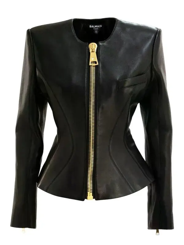 Balmain Leather Zip-up Jacket - Black