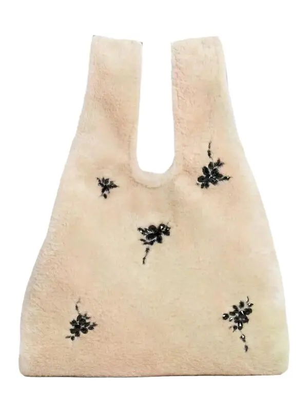 Simone Rocha Embellished Faux-fur Shopper Bag - Neutrals