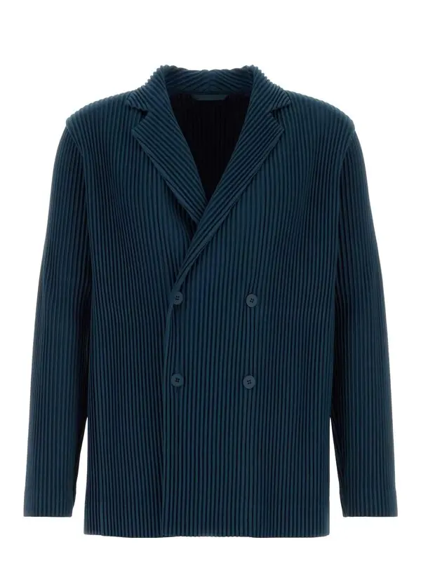 Issey Miyake Navy Polyester Blazer - Blue