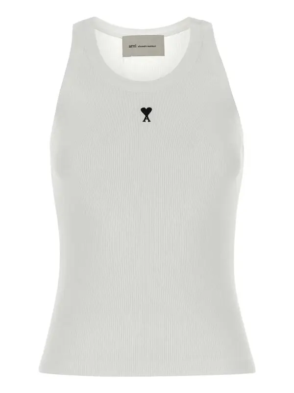 AMI Paris Stretch Cotton Tank Top - White