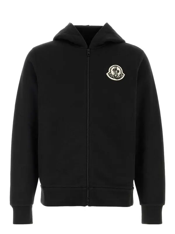Moncler Cotton Full Zip Hoodie - Black
