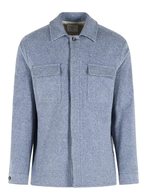 Eleventy Light Cotton And Wool Overshirt - Blue