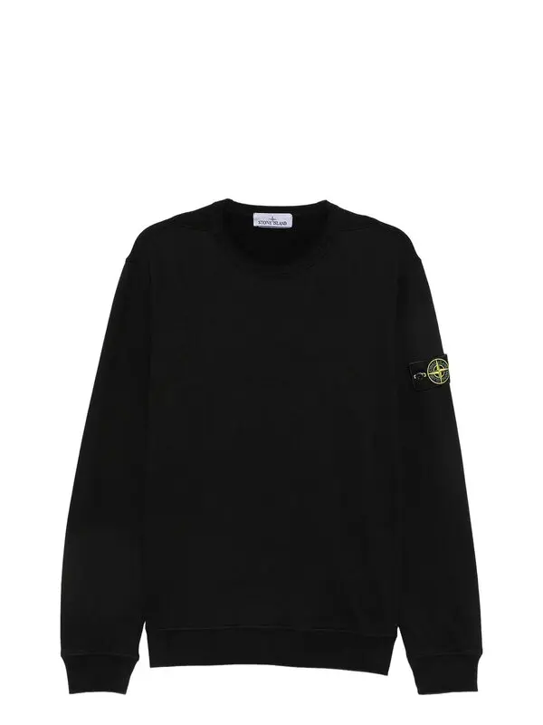 Stone Island Crew Neck Cotton Jersey Sweatshirt - Black