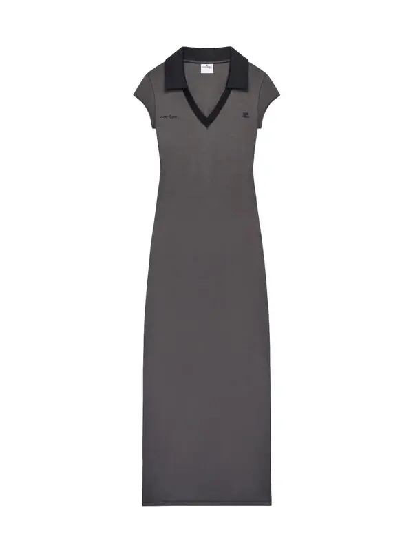 COURREGES Courrèges Cotton Sports Polo Long Dress - Gray