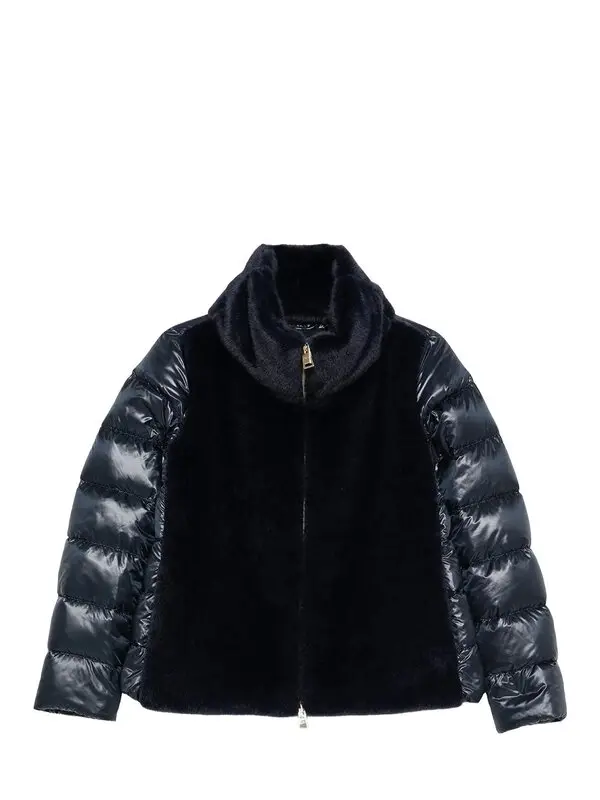 Herno Ultralight Padded Jacket With Faux Fur Inserts - Blue