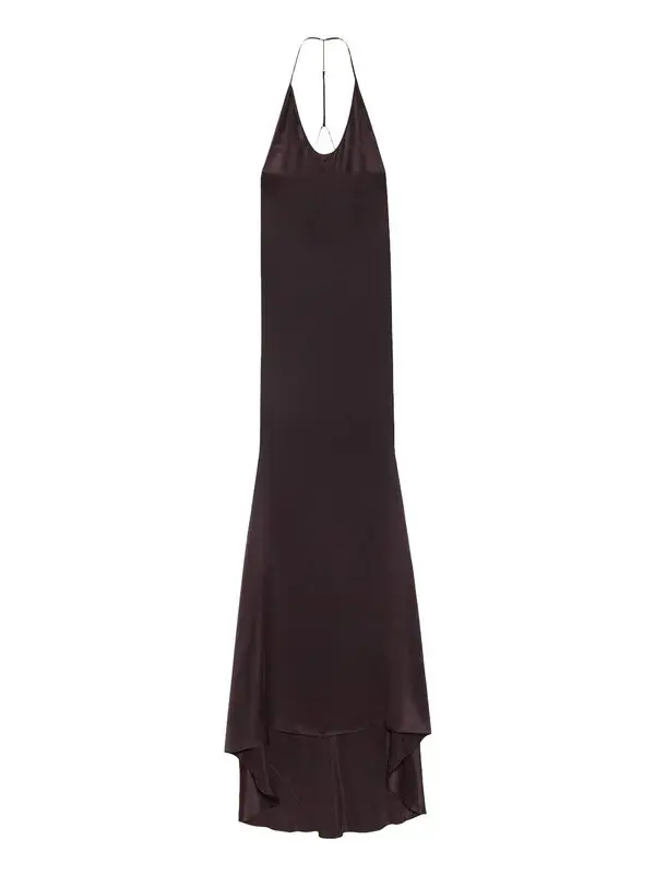 TOM FORD Peach-feel Silk Satin Halterneck Evening Dress - Brown