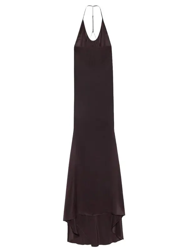 TOM FORD Peach-feel Silk Satin Halterneck Evening Dress - Brown