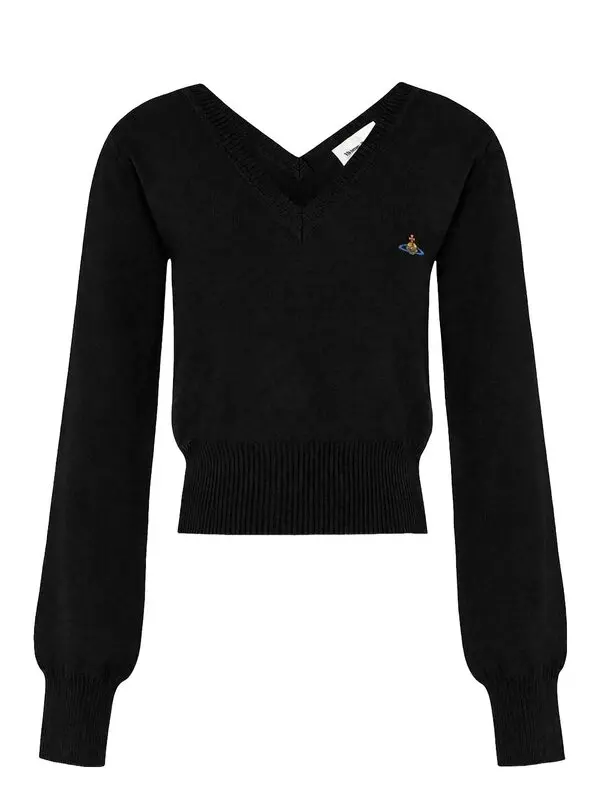 VIVIENNE WESTWOOD Bea V-neck Cashmere Blend Jumper - Black