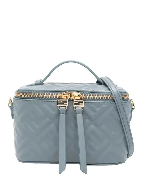 Fendi Nappa Leather Bag With Ff Motif - Blue