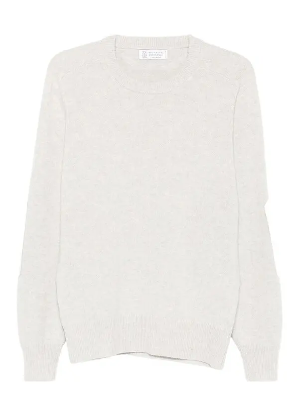 Brunello Cucinelli Cashmere Pullover With Patch Detail - Gray
