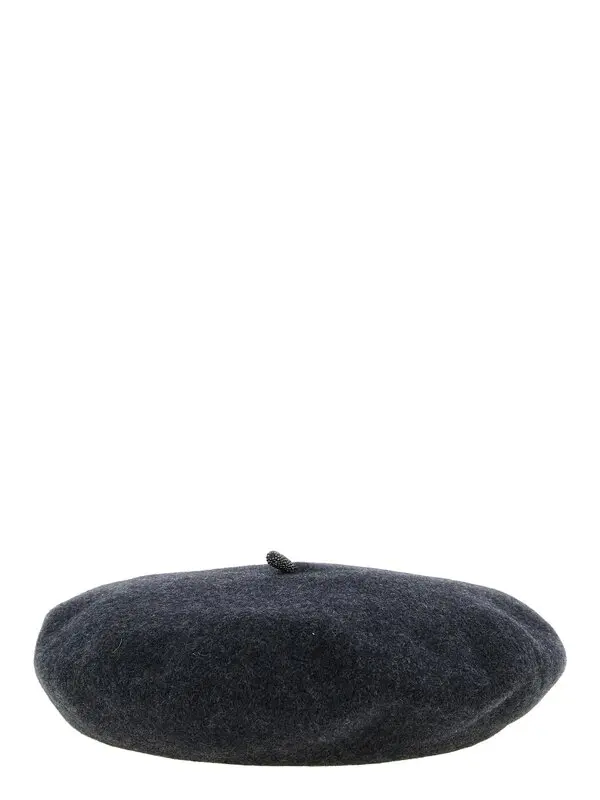 Brunello Cucinelli Precious Detail' Basque Cap In Anthracite Grey Wool - Gray