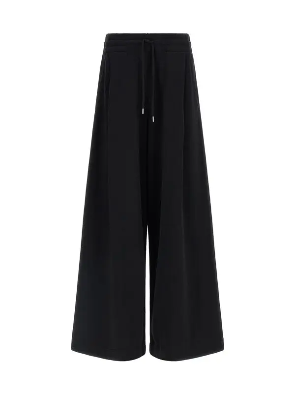 Dries Van Noten Wide Leg Cotton Jersey Pants - Black