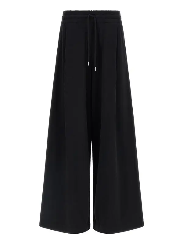 Dries Van Noten Wide Leg Cotton Jersey Pants - Black