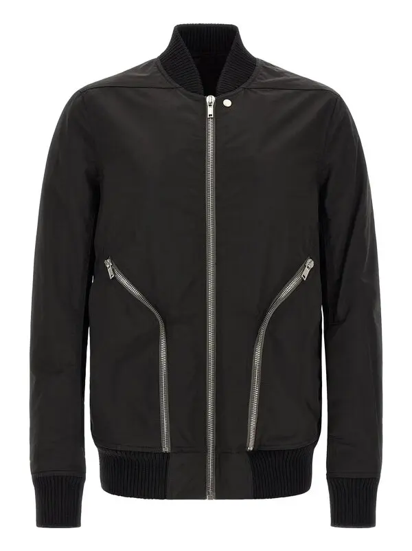 Rick Owens Heizer Flight' Bomber Jacket In Technical Cotton Blend - Black