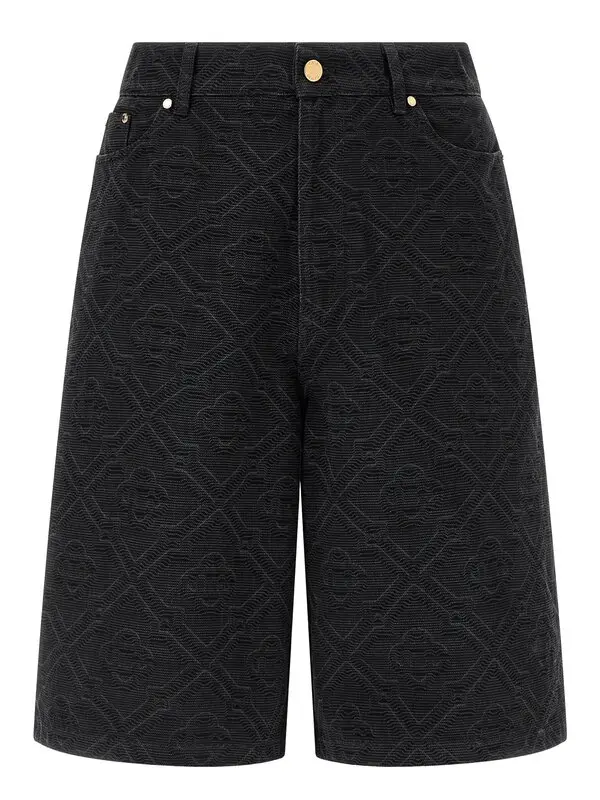 Casablanca Laser Monogram Denim Bermuda Shorts - Black