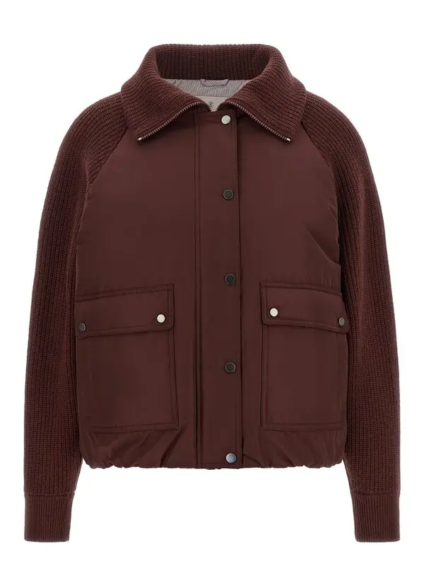 Brunello Cucinelli Quilted Down Jacket With Monile Detail - Multicolor