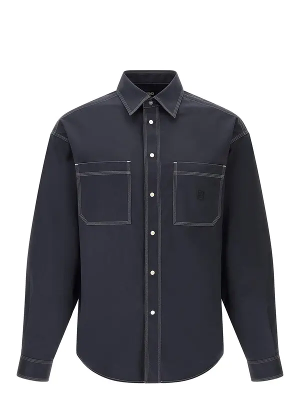 Fendi Ff Selleria' Logo Shirt - Blue