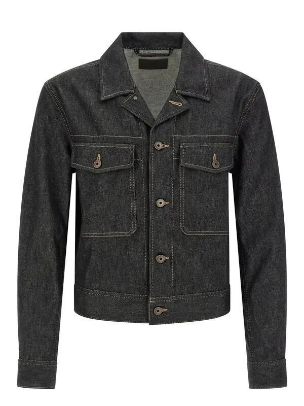 LEMAIRE Trucker Jacket In Cotton - Blue