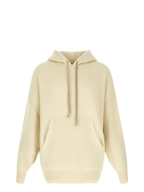Rick Owens Hun' Hoodie In Angora And Wool Blend - White
