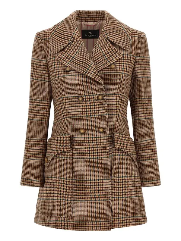 Etro Prince Of Wales Check Wool Coat - Brown