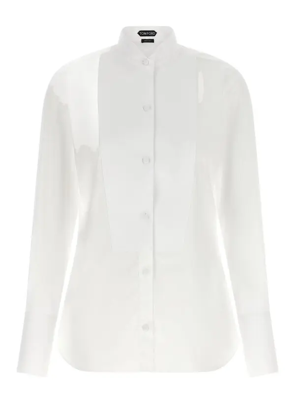 TOM FORD Tuxedo Shirt With Korean Collar - White
