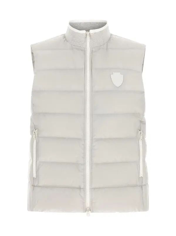 Brunello Cucinelli Padded Vest With Heraldic Patch - Gray