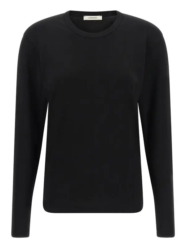 LEMAIRE Cotton Jersey Long Sleeve Sweater - Black