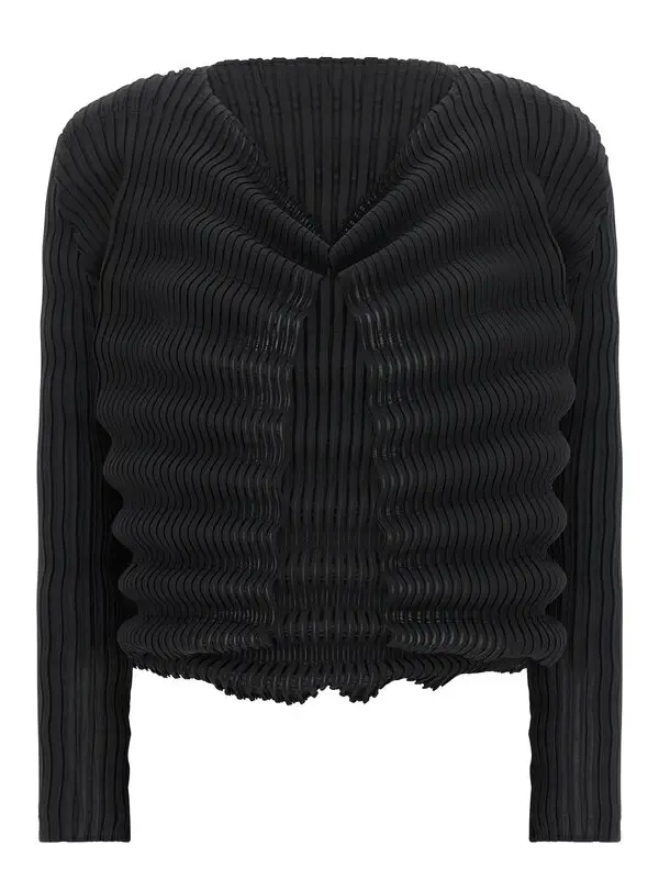 Issey Miyake Spring Pleats Sculptural Cardigan - Black