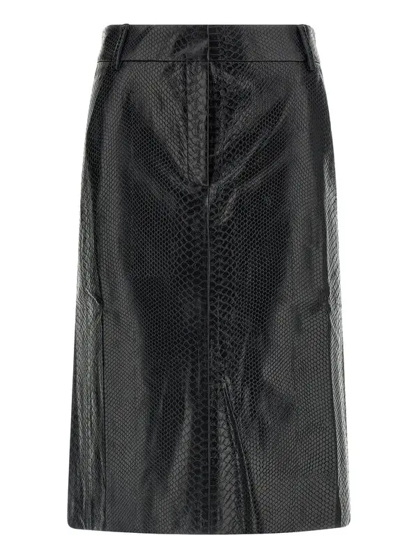 Andamane New Xania" Embossed Leather-effect Pencil Skirt - Black