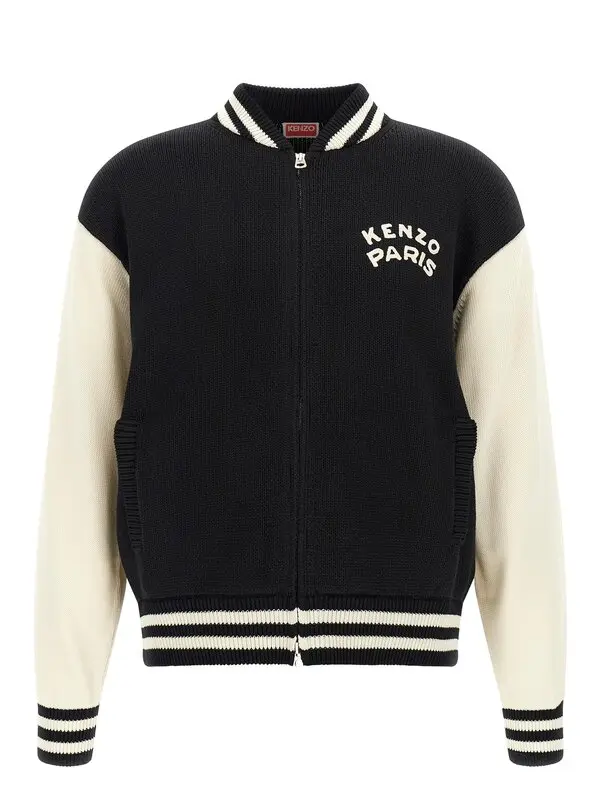 Kenzo Emblem Textured Cotton Knit Cardigan - Multicolor