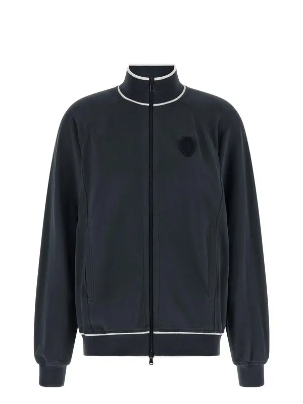Brunello Cucinelli Cotton Heraldic Patch Sweatshirt - Blue