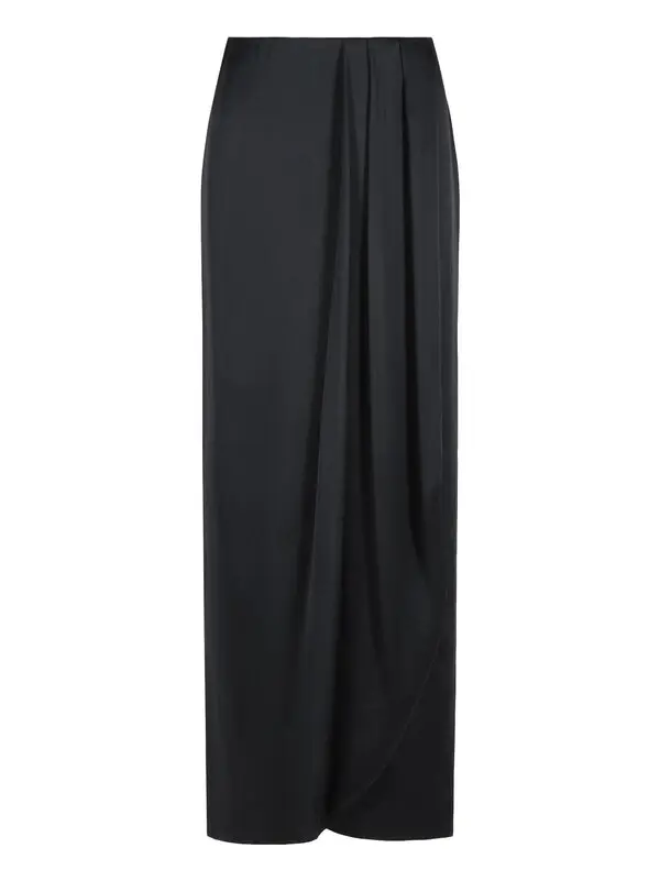 MAISON MARGIELA Silk Blend Midi Skirt - Black