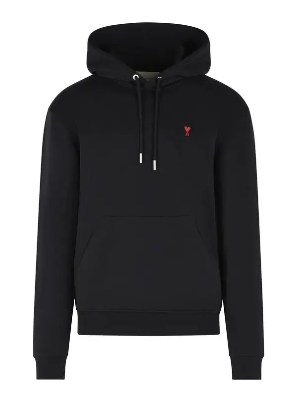 AMI Paris Cotton Sweatshirt With Embroidered Logo - Black