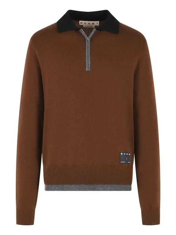 Marni Cashmere Polo Shirt - Brown