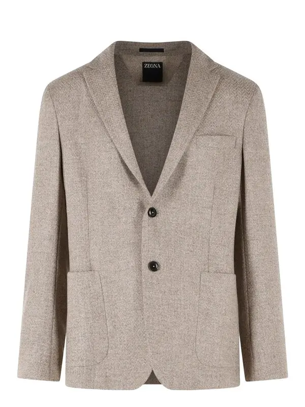 Zegna Beige Wool Blazer - Cream