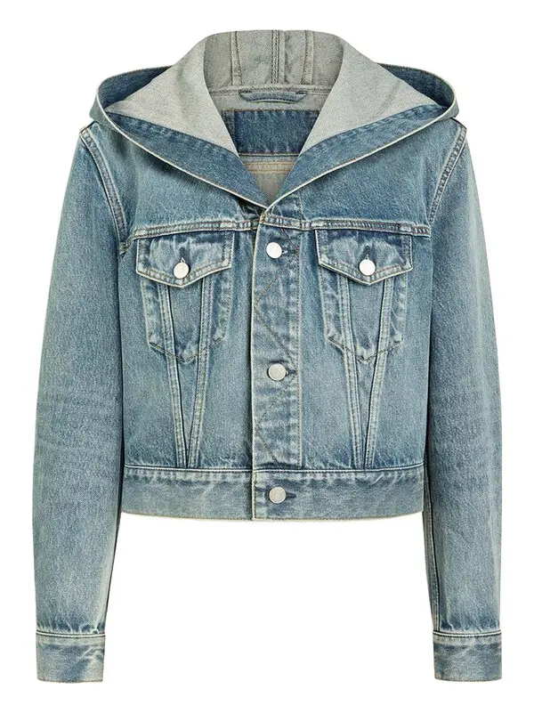 Alaïa Hooded Denim Jacket - Blue